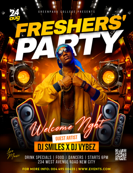 Copy of Freshers welcome college university night party social media ...