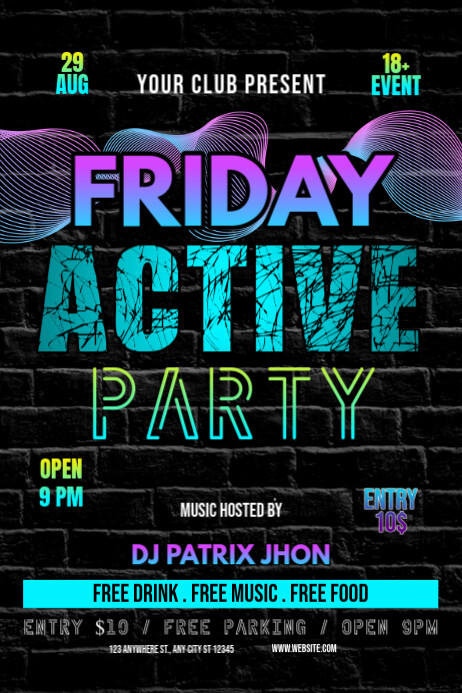 Friday active party poster Template | PosterMyWall