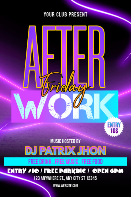 Friday after work poster Template | PosterMyWall