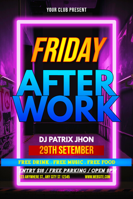 Friday after work poster Template | PosterMyWall