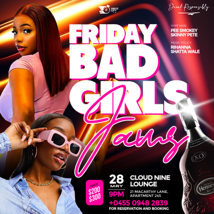 Copy of Friday Baddies Night Party Flyer for Social Media | PosterMyWall