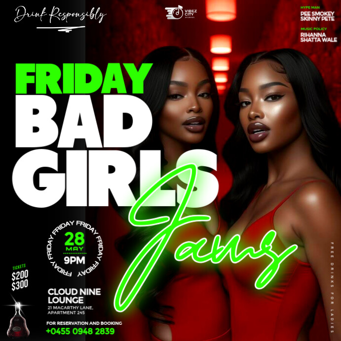 Copy of Friday Baddies Night Party Flyer for Social Media | PosterMyWall