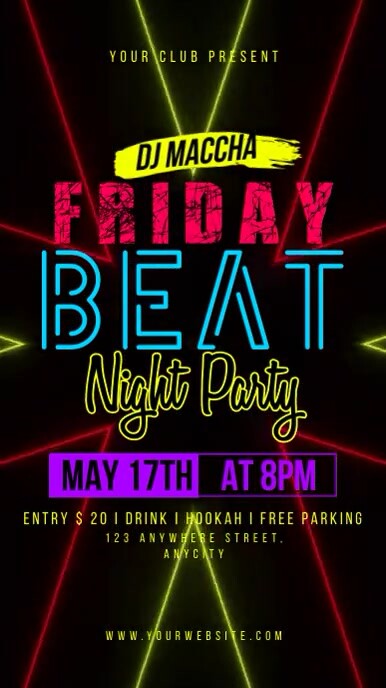 Plantilla de Friday Beat Night Party | PosterMyWall