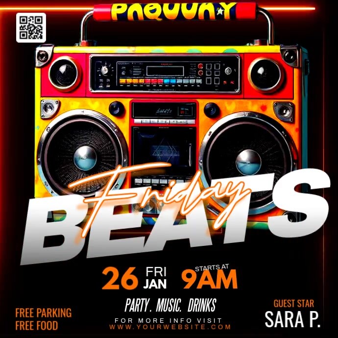 Friday Beats Party Video Template | PosterMyWall