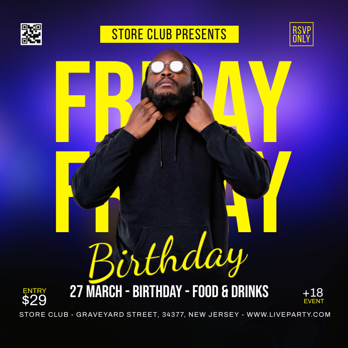 Friday Birthday Ads Template | PosterMyWall
