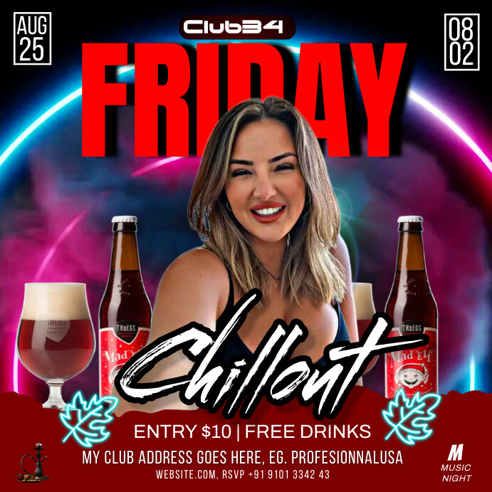 friday chillout Night Party Flyer Template | PosterMyWall