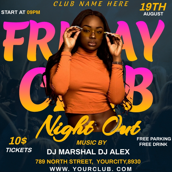 FRIDAY CLUB Template | PosterMyWall