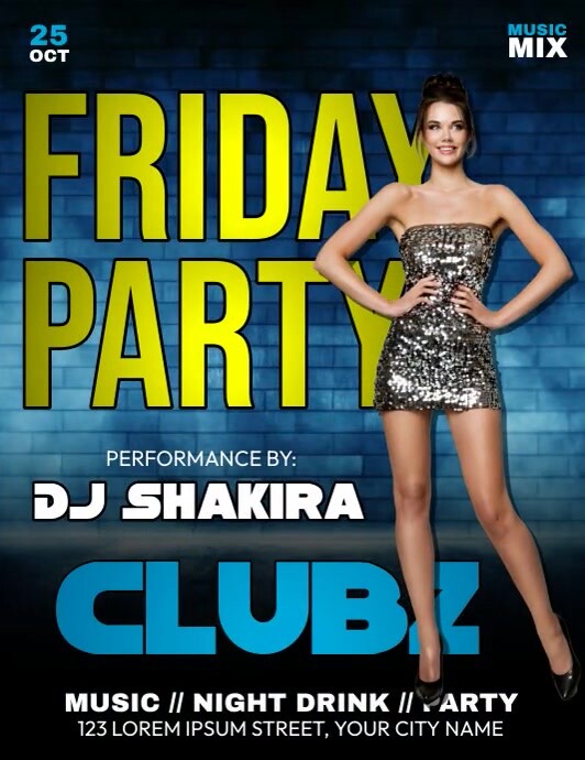 Plantilla de Friday Club Party | PosterMyWall