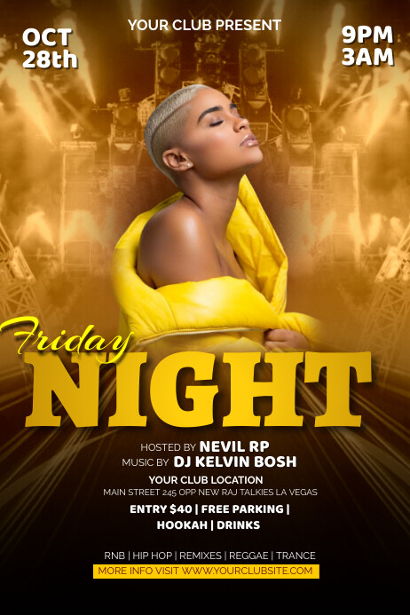 Plantilla de FRIDAY CLUB PARTY FLYER | PosterMyWall
