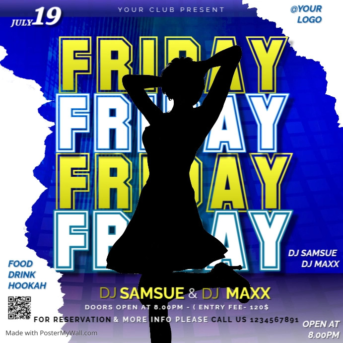 FRIDAY CLUB PARTY FLYER Template | PosterMyWall
