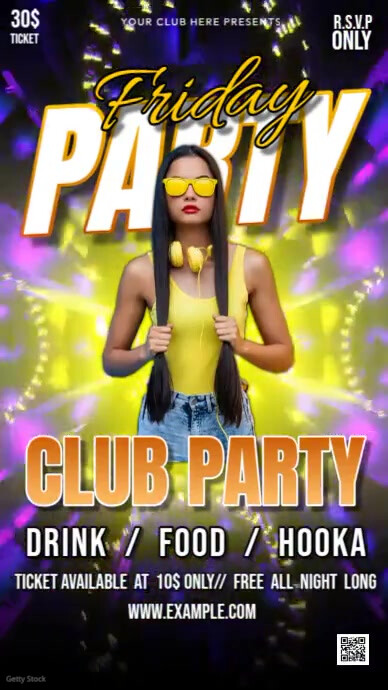 Friday Club Party Video Template | PosterMyWall