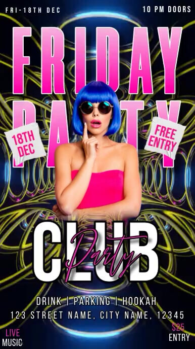 Friday Club Party Video Template | PosterMyWall
