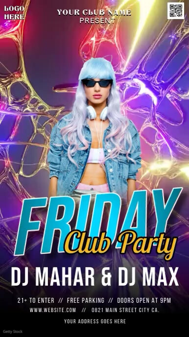 Friday Club Party Video Template | PosterMyWall