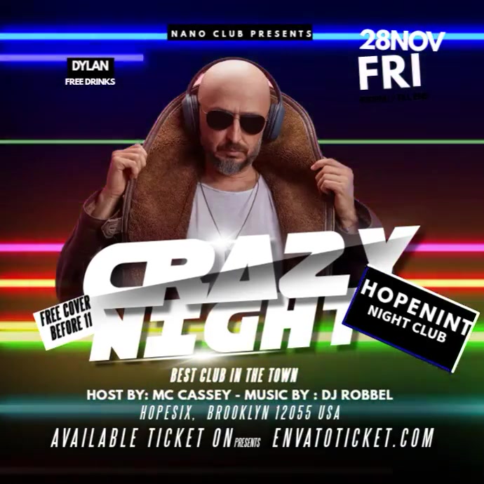 Plantilla de Friday Crazy Night Party ads | PosterMyWall