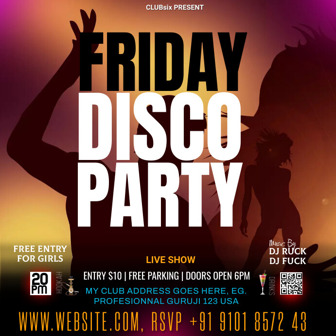 friday disco night party Template | PosterMyWall