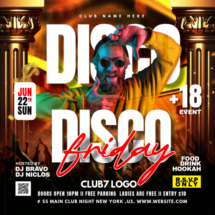 FRIDAY DISCO PARTY Template | PosterMyWall