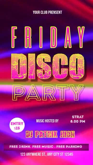 Friday Disco party video Template | PosterMyWall