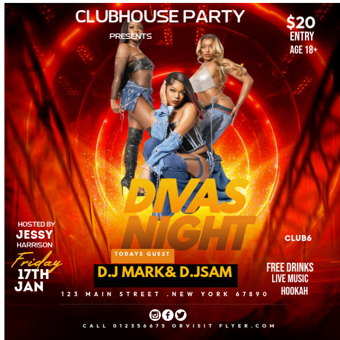 FRIDAY DIVAS NIGHT PARTY Template | PosterMyWall