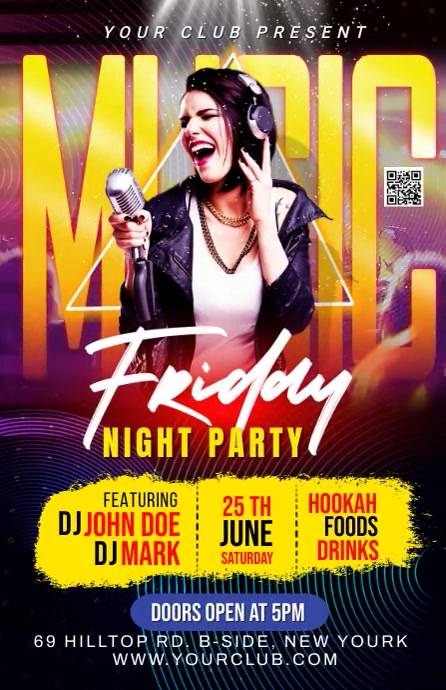 Friday DJ Party Flyer Template | PosterMyWall