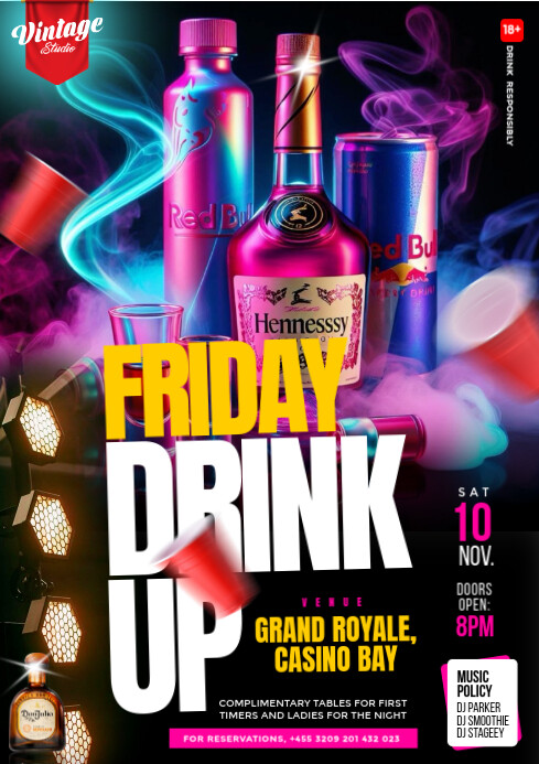 Friday Drink up Party Night Event Party Flyer A4 | PosterMyWall