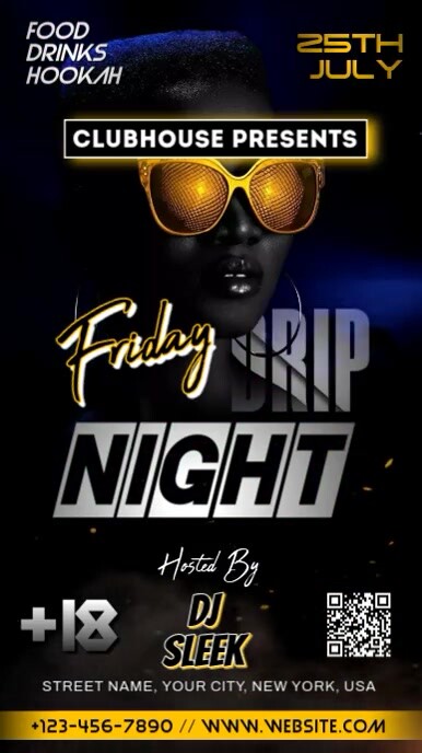 FRIDAY DRIP NIGHT PARTY FLYER TEMPLATE | PosterMyWall