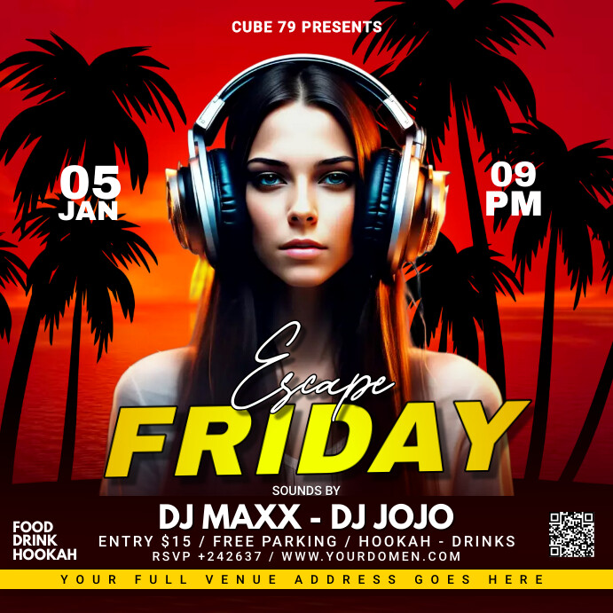 Plantilla de Friday Escape | PosterMyWall