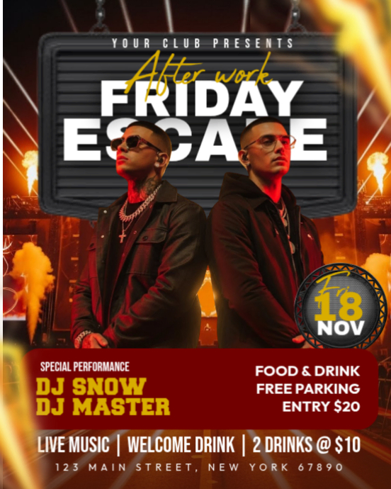 Copy of Friday Escape Live Night | PosterMyWall