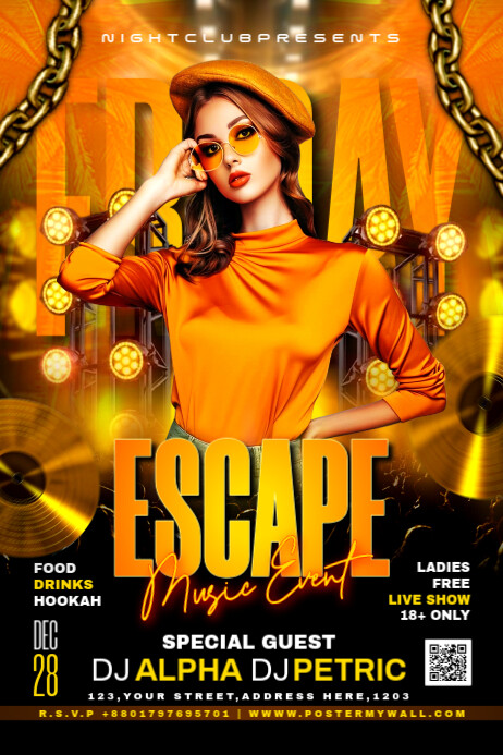 Friday Escape night party Template | PosterMyWall
