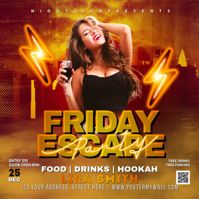 Plantilla de Friday Escape Night Party | PosterMyWall