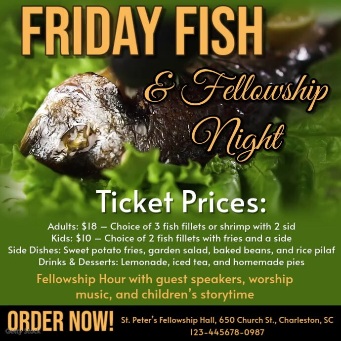 Plantilla de Friday Fish & Fellowship | PosterMyWall