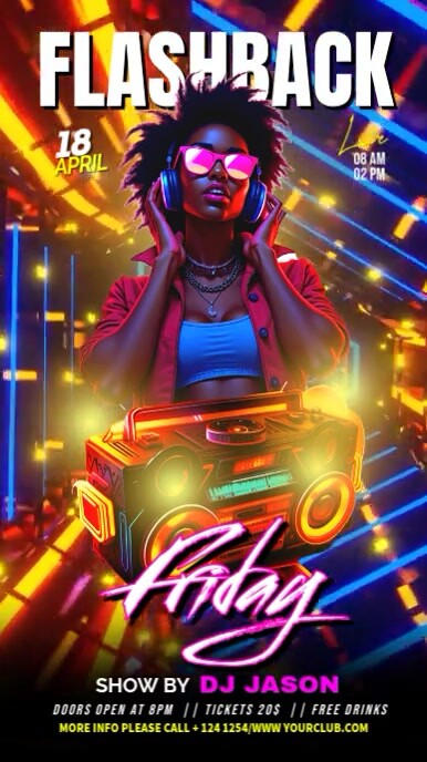 Friday Flashback Night Party Flyer Instagram Story Modelo | PosterMyWall