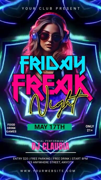 Plantilla de Friday Freak Night Party | PosterMyWall