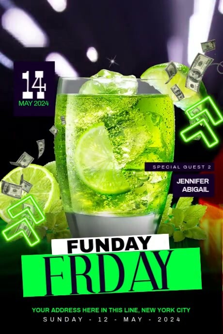 Friday Funday Party Green Theme Template | PosterMyWall
