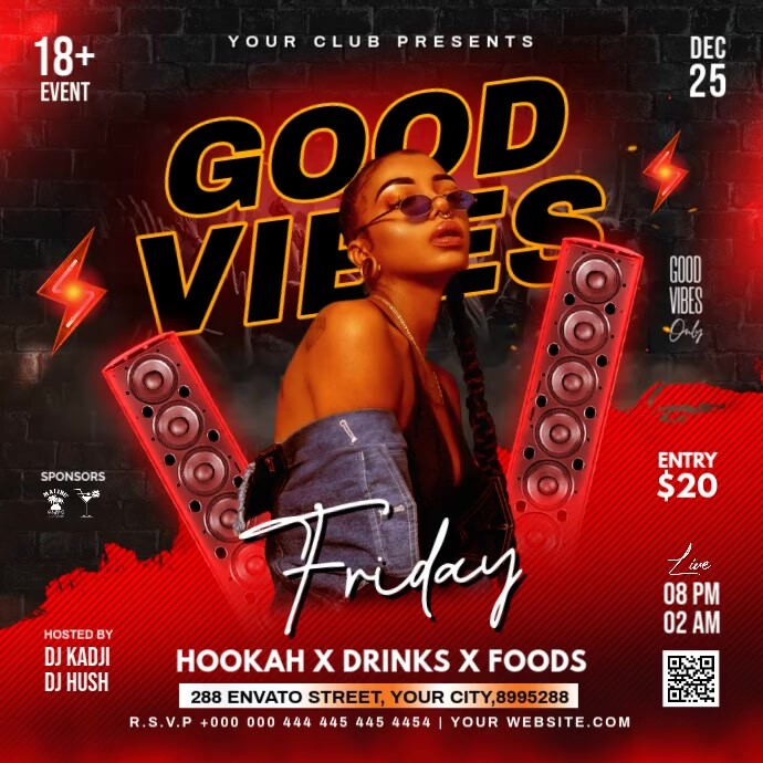 Friday Good Vibes Party Flyer Template | PosterMyWall