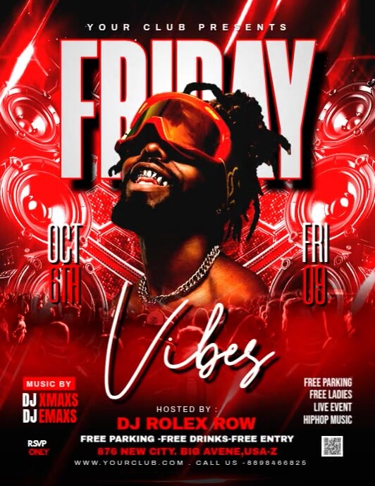Friday Good Vibes Party Flyer Template | PosterMyWall