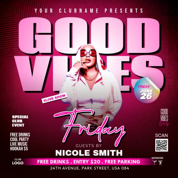 Friday Good Vibes Party Flyer Template | PosterMyWall