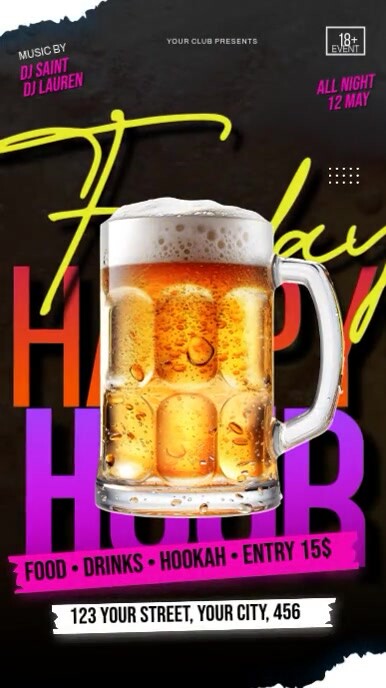 Friday Happy Hour Party Template | PosterMyWall