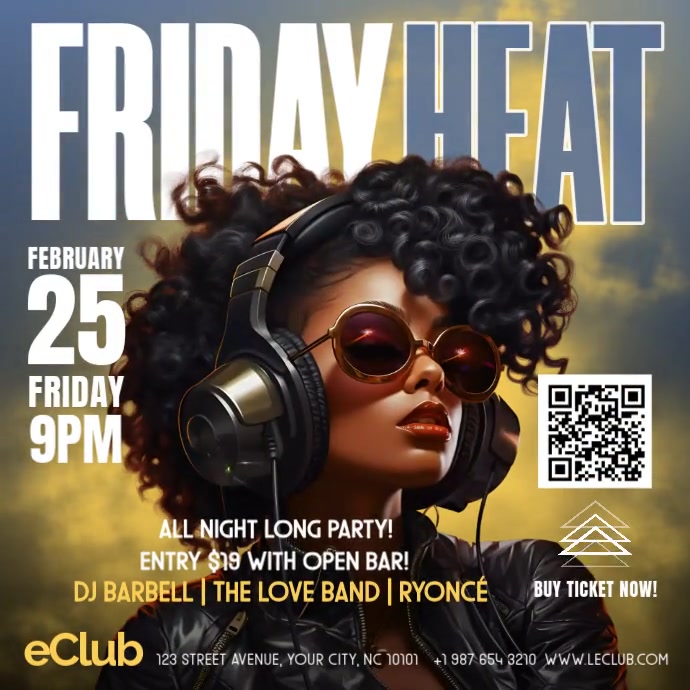Plantilla de Friday heat party event instagram video ad | PosterMyWall