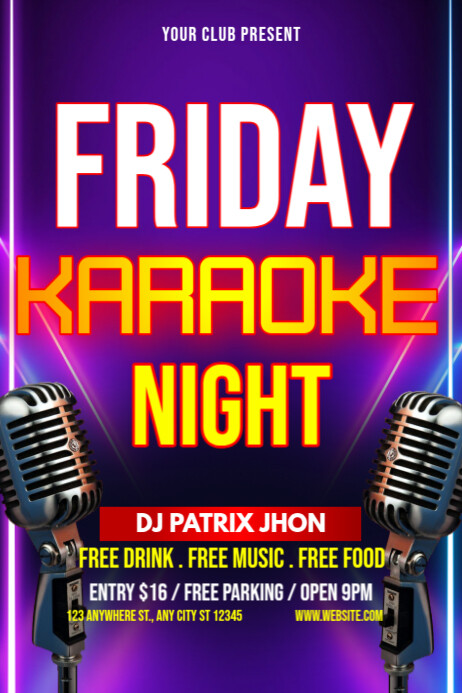 Friday karaoke night poster Template | PosterMyWall
