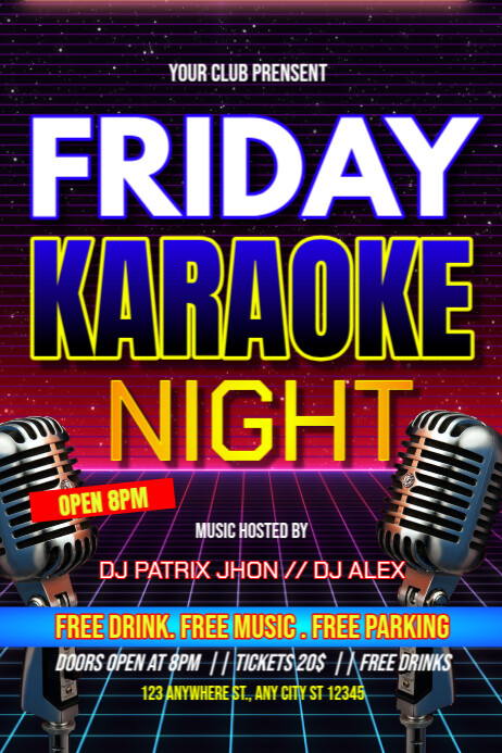 Friday karaoke night poster Template | PosterMyWall
