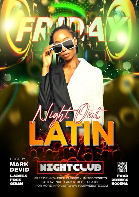 Plantilla de Friday Latin Party Flyer | PosterMyWall