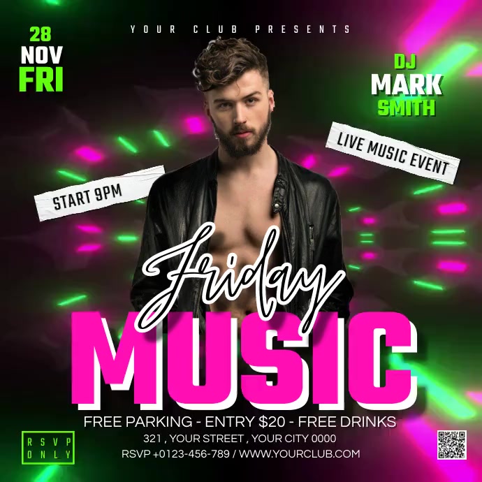 Friday Music Template | PosterMyWall