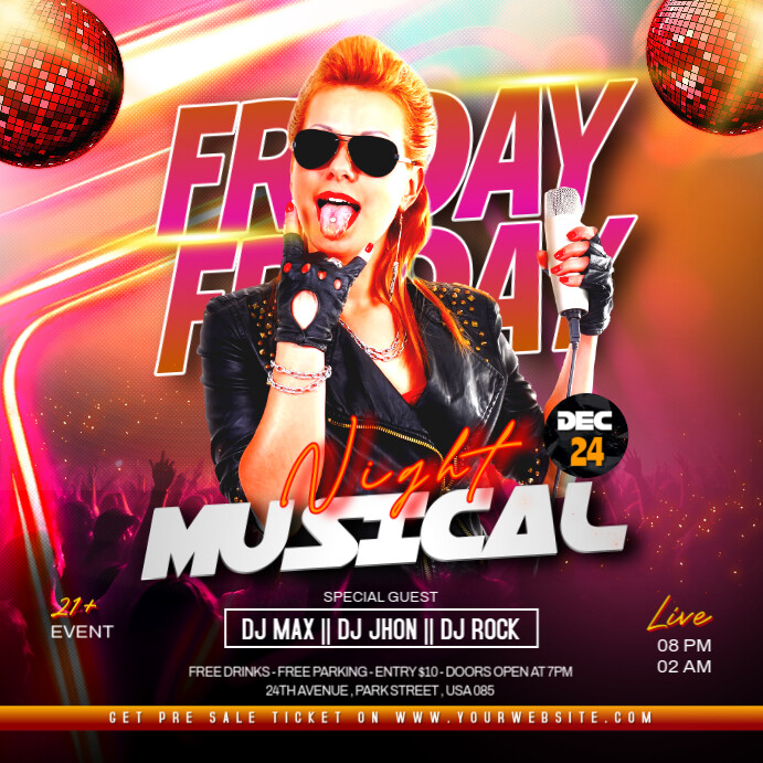 Friday music night party flyer Template | PosterMyWall