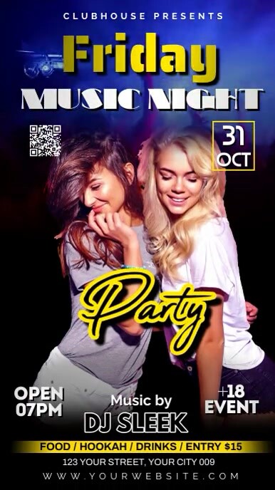 FRIDAY MUSIC NIGHT PARTY FLYER TEMPLATE | PosterMyWall