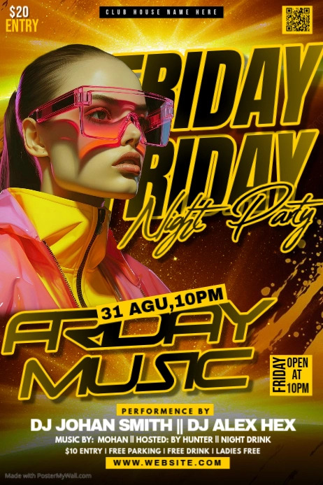 Friday Music Night Party Poster Template | PosterMyWall