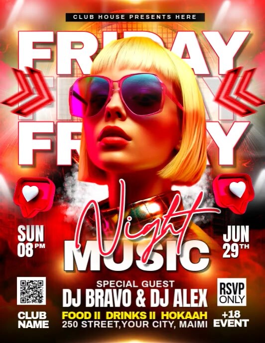 FRIDAY MUSIC PARTY Template | PosterMyWall