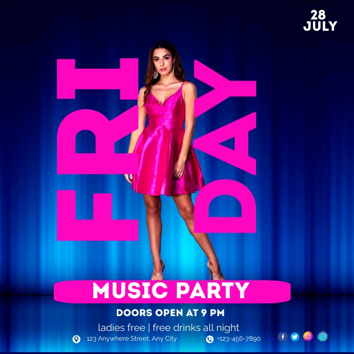 FRIDAY MUSIC PARTY Template | PosterMyWall