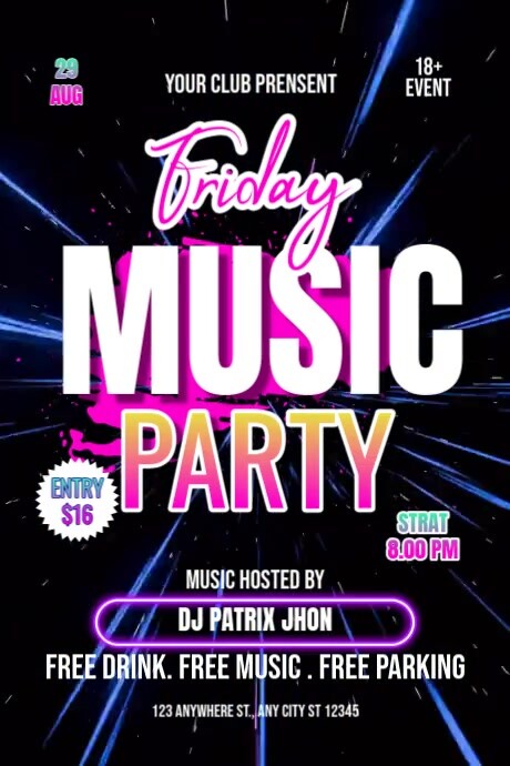 Friday music party Template | PosterMyWall