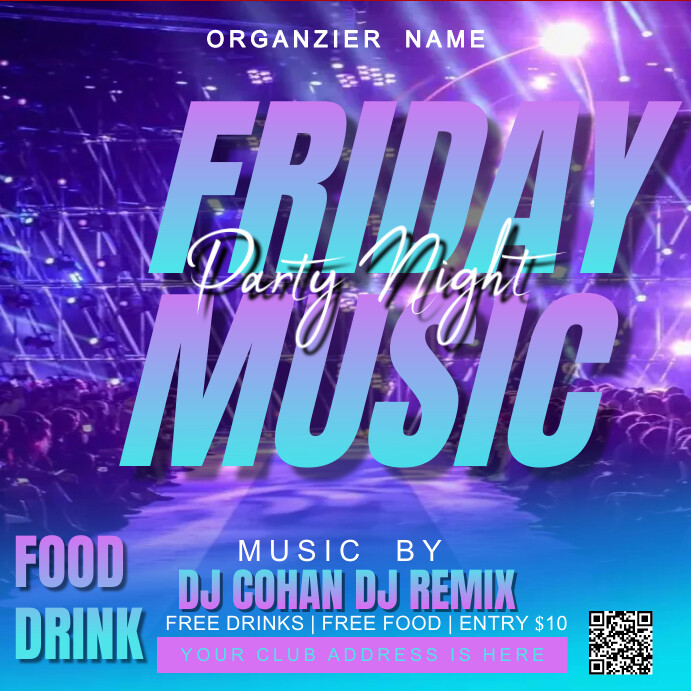 Friday music party night Instagram post templ Template | PosterMyWall