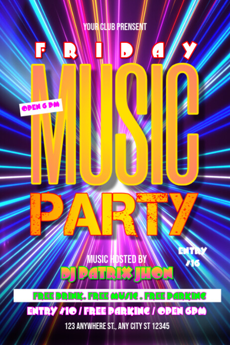 Friday Music Party poster Template | PosterMyWall
